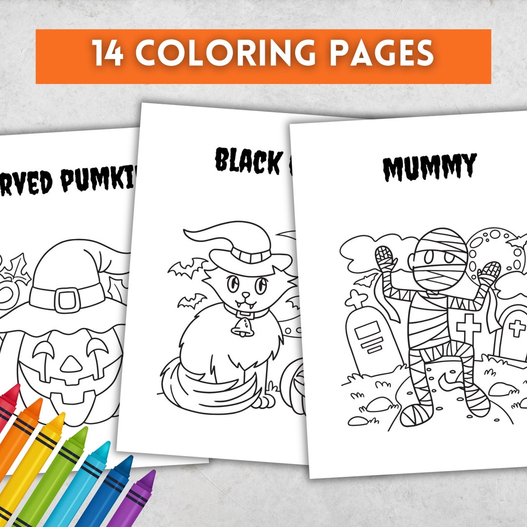 Halloween Printable Coloring Book for Kids Halloween Theme - Etsy
