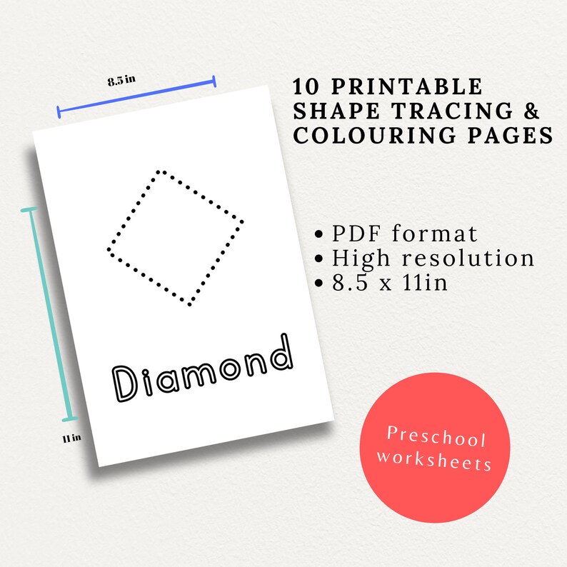 10 Printable Shape Trace and Color Pages for Kids Shape - Etsy