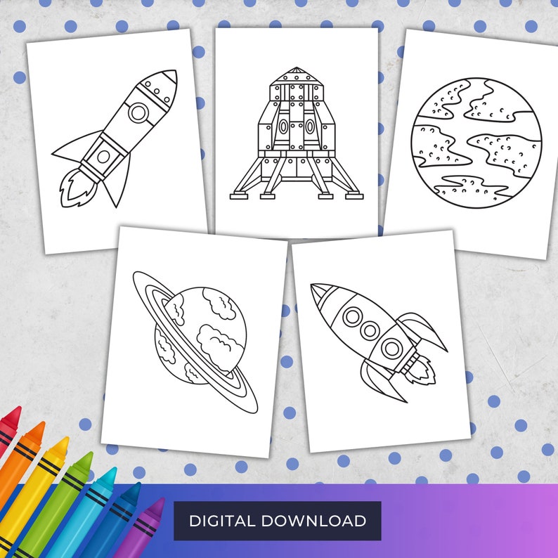 Outer Space Printable Colouring Pages Space Themed Colouring - Etsy