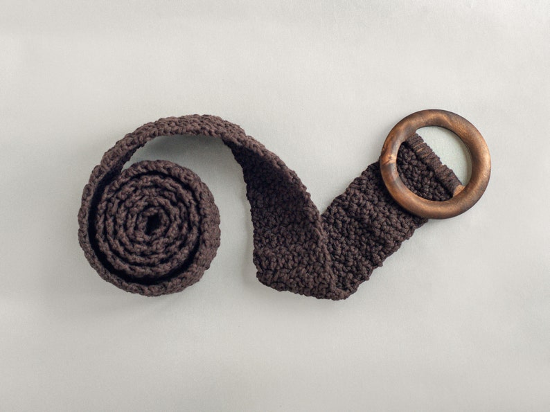 Crochet Belt With Round Buckle, Knit Bohemian Belt, Brown Waist Belt ...