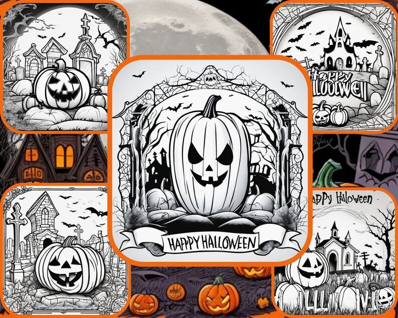 Halloween Coloring Book: 20 Printable Pages (PDF Download) - Etsy