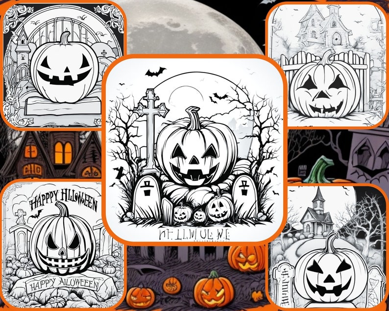 Halloween Coloring Book: 20 Printable Pages (PDF Download) - Etsy