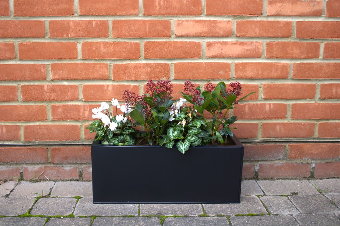 Black Zinc Trough Planters - Etsy UK