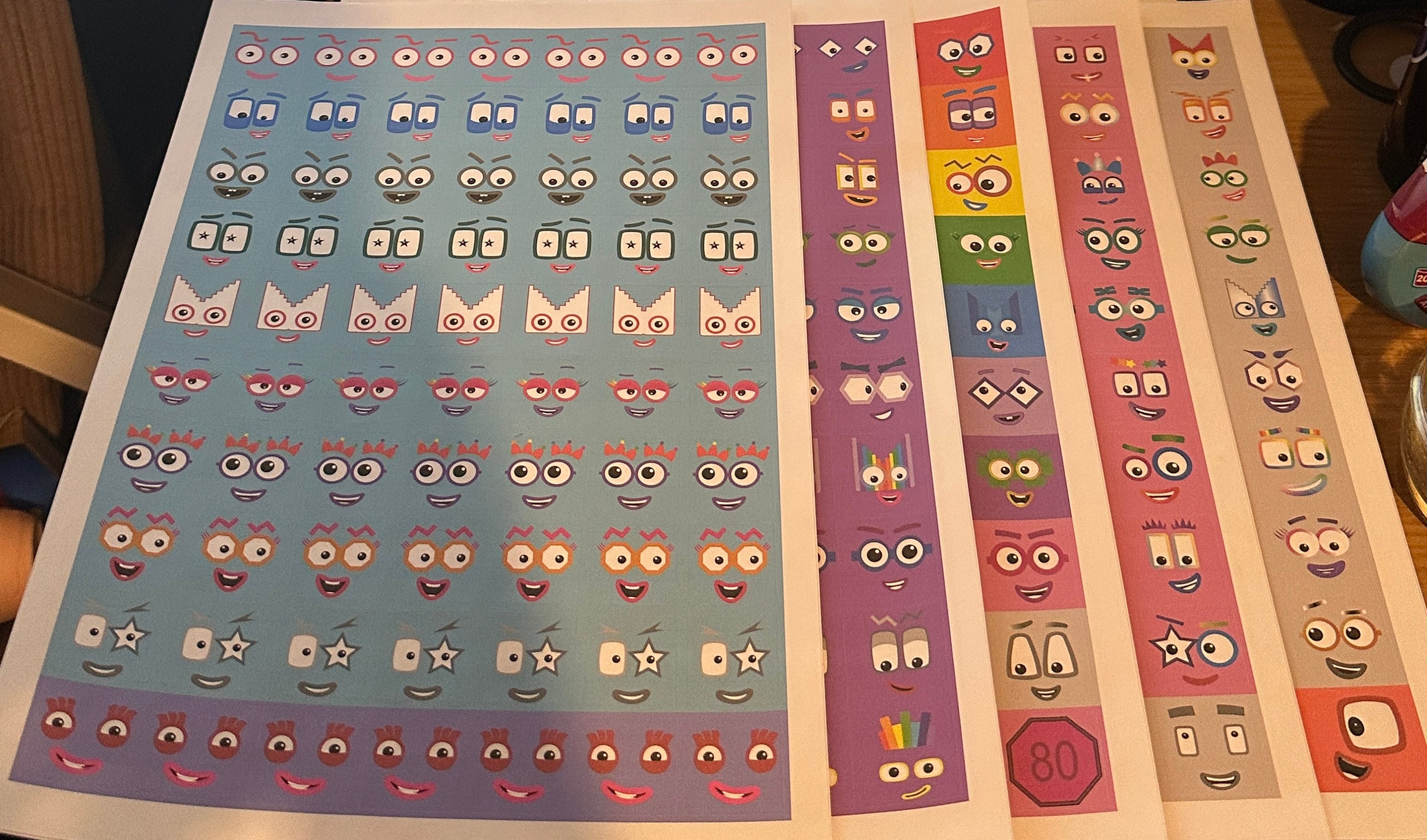 Numberblock Faces Stickers 51-100, Unifix Cube Stickers 2.4cm in Size ...