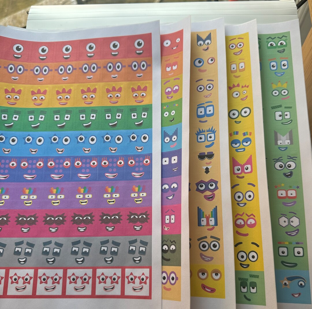 Numberblock Faces Stickers 1-50, Unifix Cube Stickers 2.4cm in Size ...
