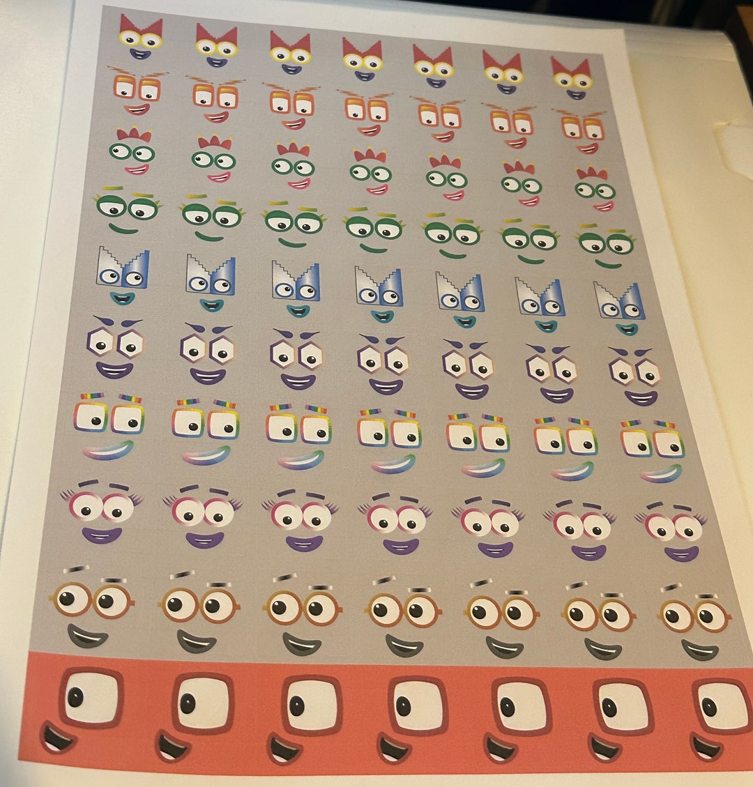 Numberblock Faces Stickers 91-100, Unifix Cube Stickers 2.4cm in Size ...