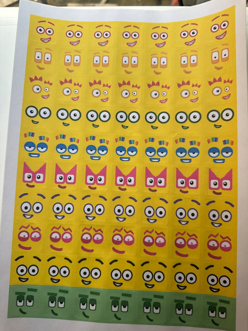 Numberblock Faces Stickers 21-50, Unifix Cube Stickers 2.4cm in Size ...