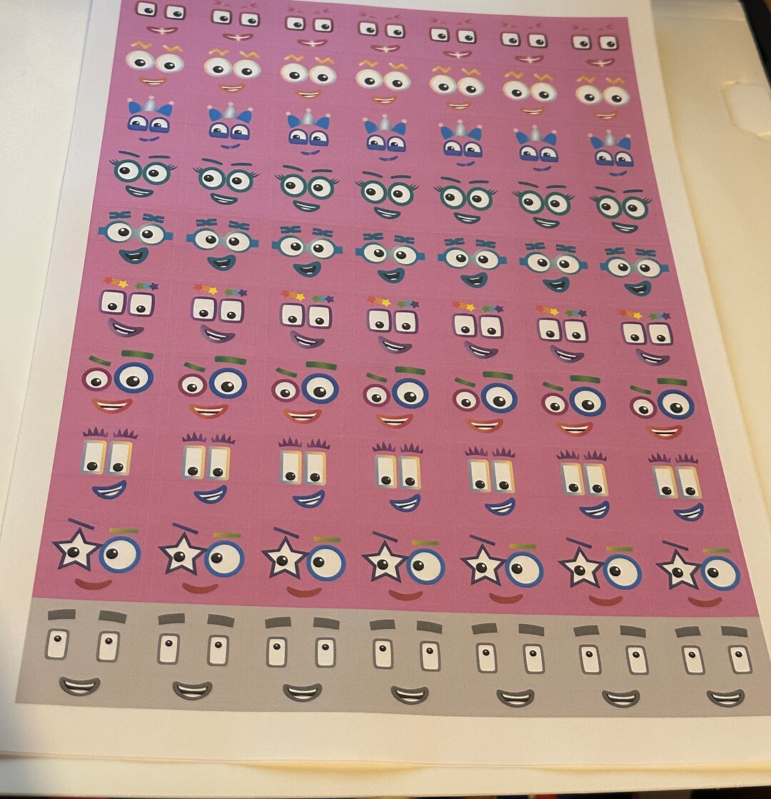 Numberblock Faces Stickers 81-90, Unifix Cube Stickers 2.4cm in Size ...
