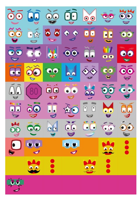Numberblock Faces Stickers 1x 51-100 With Extras, Unifix Cube Stickers ...