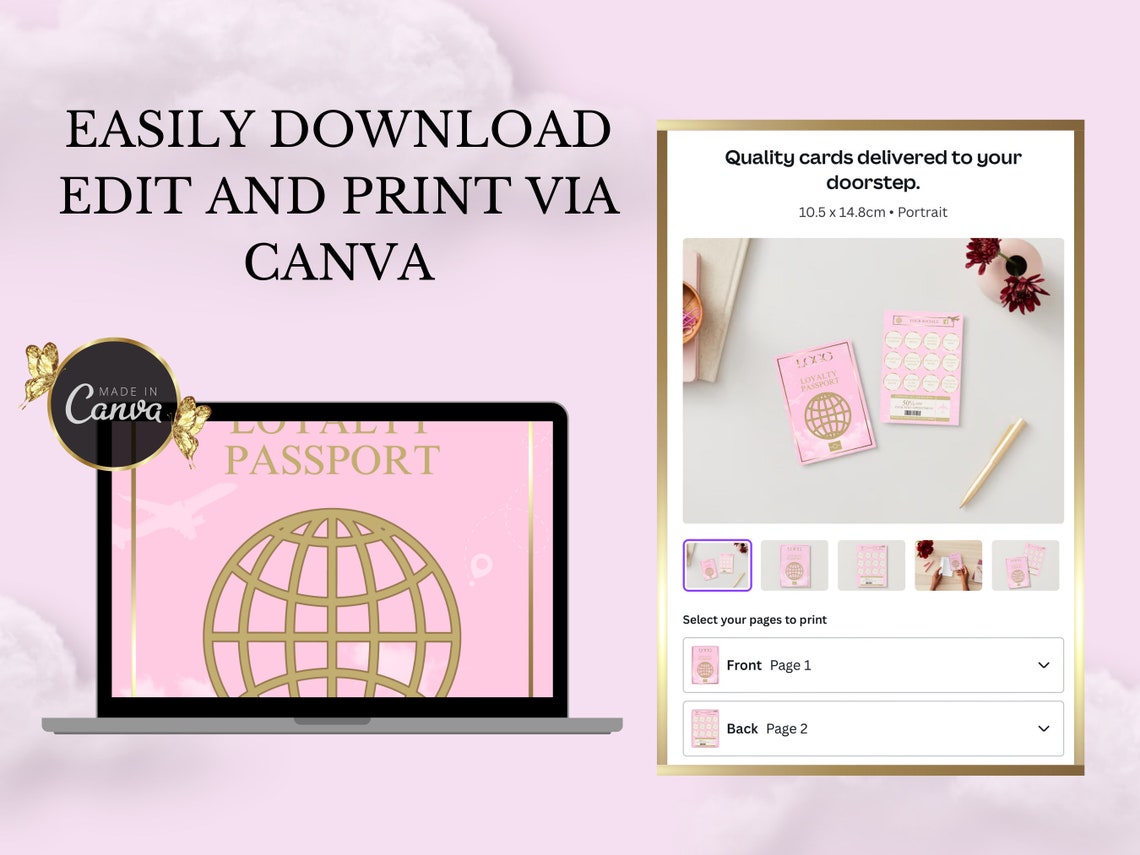 Passport Loyalty Card Template, Beauty Business Card Template, Lash ...