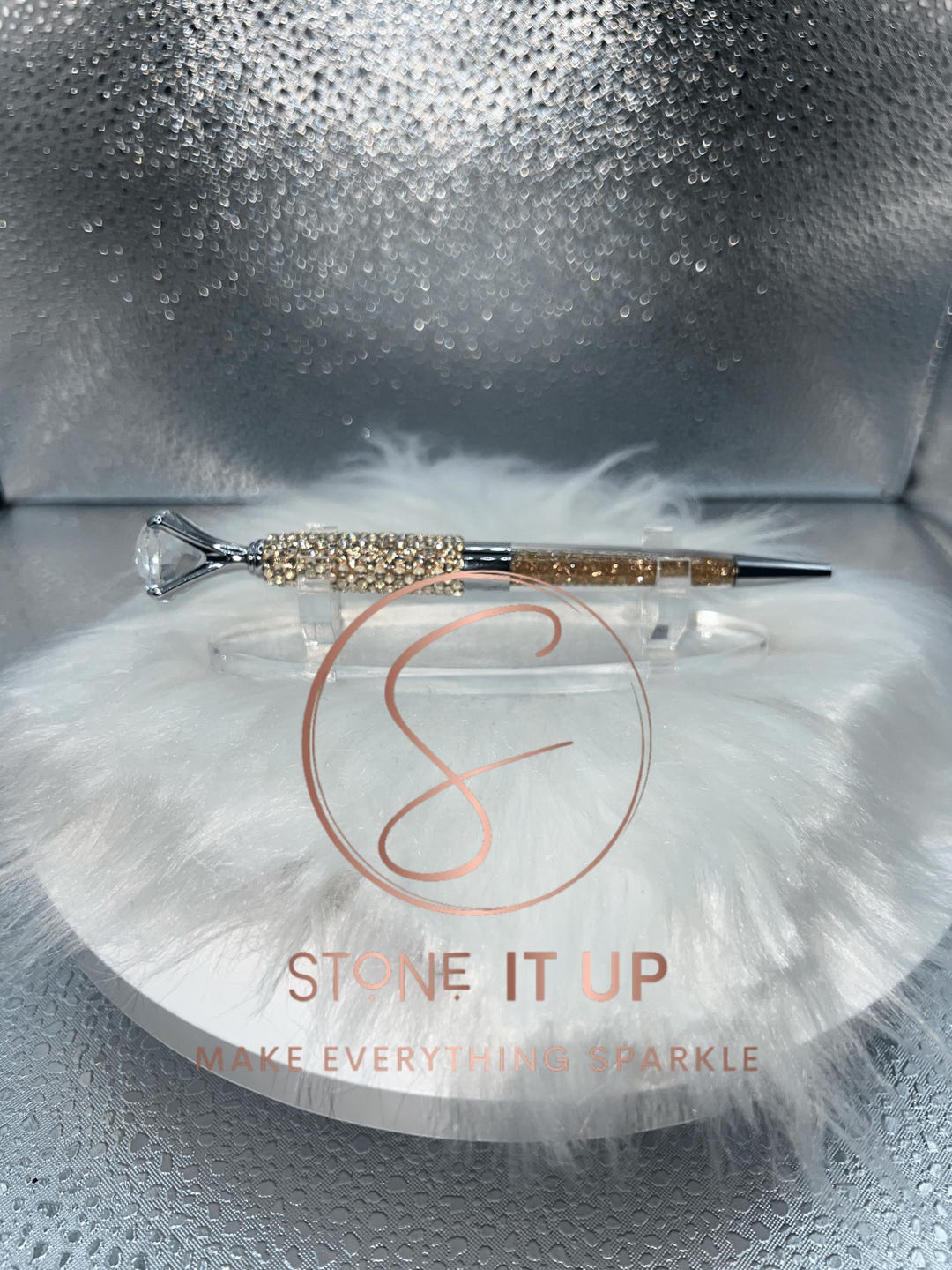 Sunlight Blinged Out Diamond Top Pen With Gold Crystals - Etsy