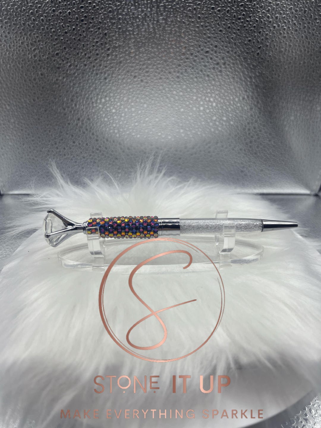 Blue Flame Blinged Out Diamond Top Pen With Clear Crystals - Etsy