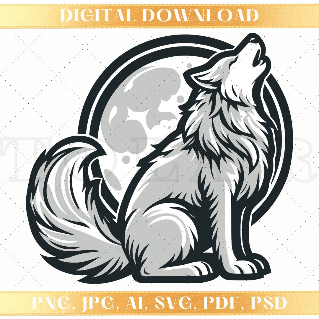 Wolf Howling at the Moon SVG - Digital Download for Laser Cutting ...
