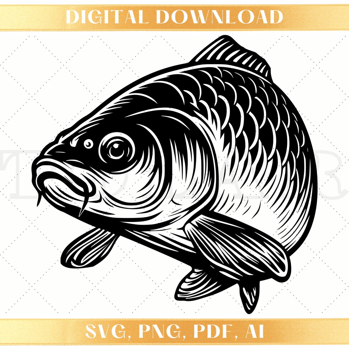 Carp Fish Silhouette Vector: SVG, PDF, PNG (digital Download) - Etsy
