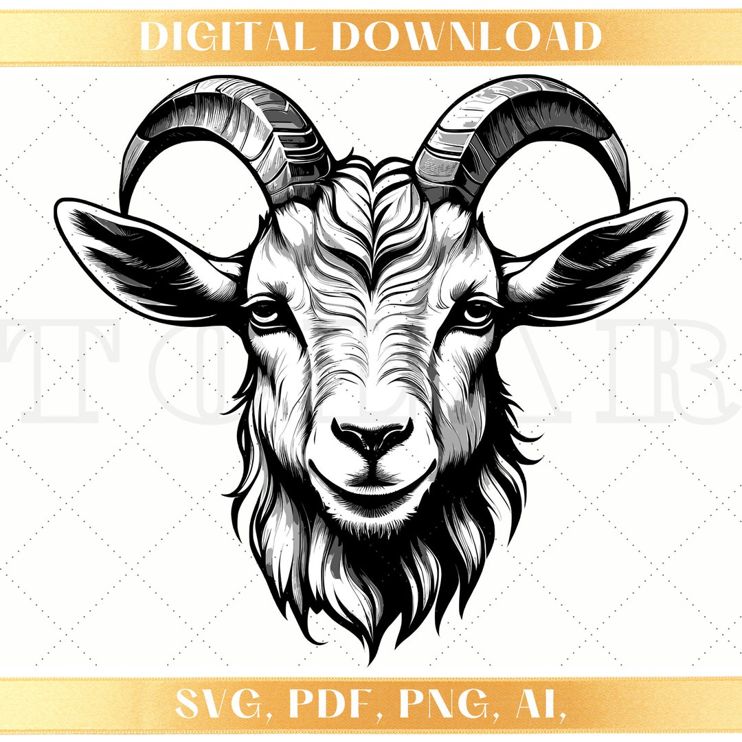 Goat SVG Vector | Billy Goat Silhouette | Goat Head PDF - Perfect for ...
