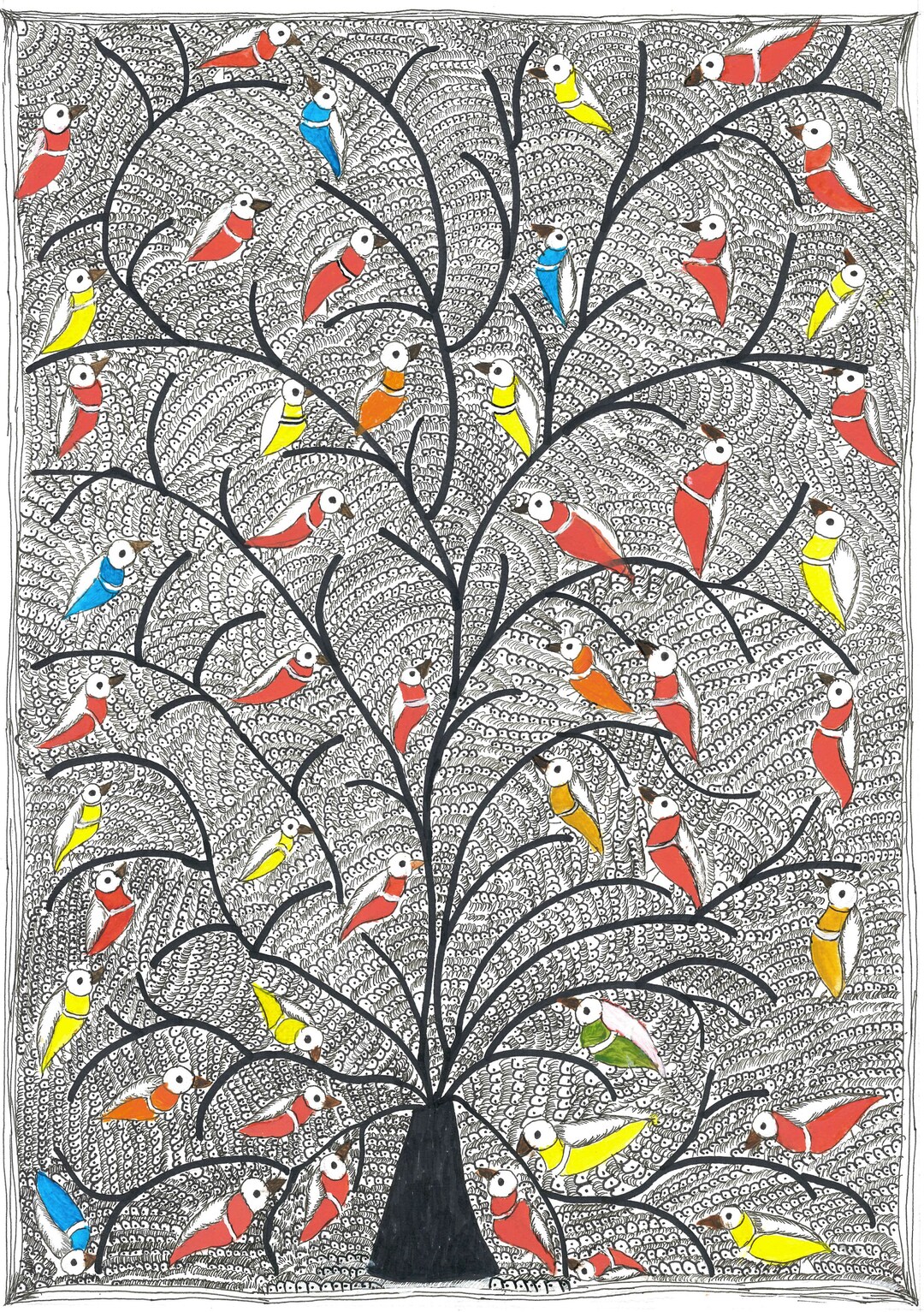 Indian Madhubani Painting Tree of Life Indian Folk Art - Etsy