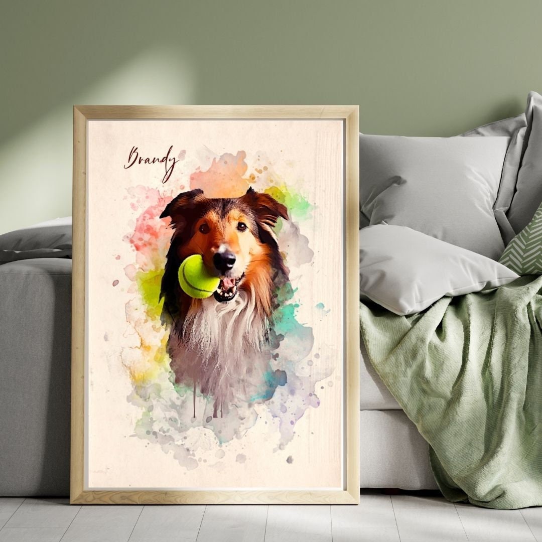Personalized Pet Art Gift Custom Watercolor Portrait Using Pet Photo ...