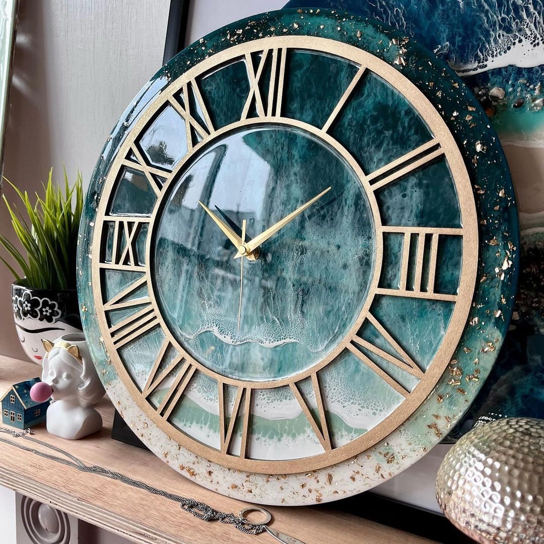 Seaside Serenity Ocean-inspired Resin Wall Clock - Etsy