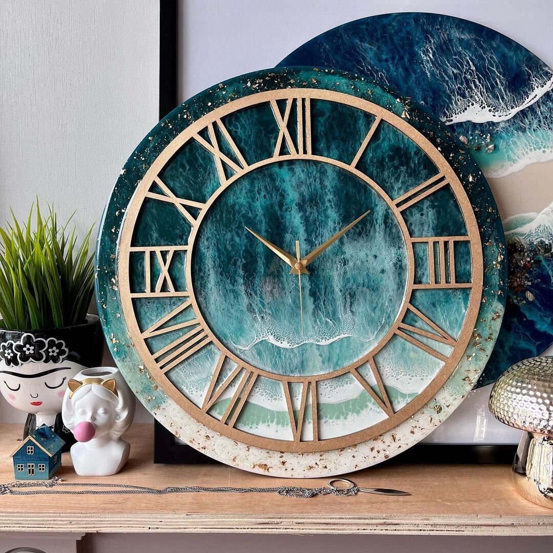 Seaside Serenity Ocean-inspired Resin Wall Clock - Etsy