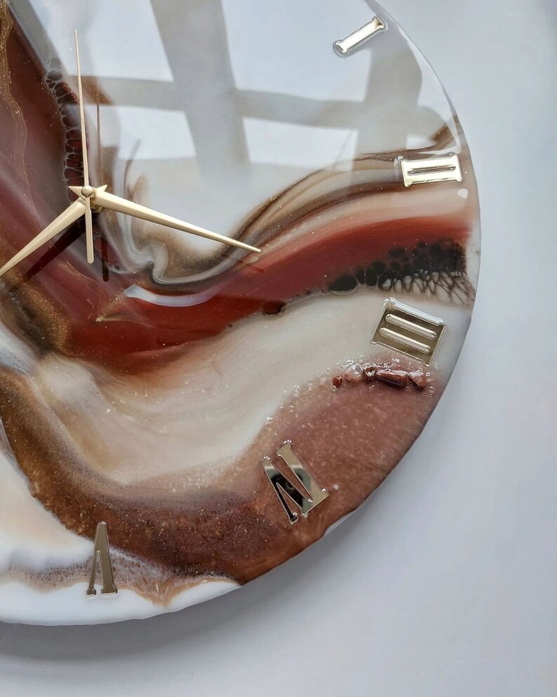 Cocoa Swirls: Brown Waves Resin Wall Clock - Etsy