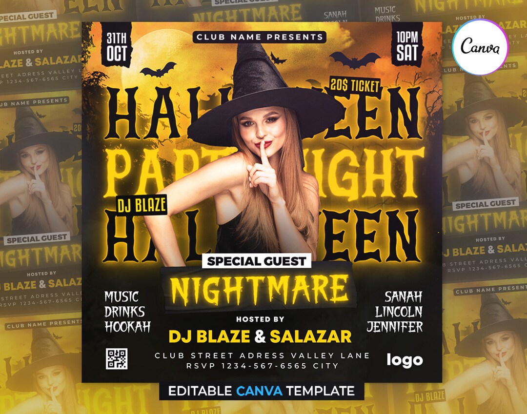 Editable Halloween Party Flyer Spooky Flyer Club Flyer - Etsy