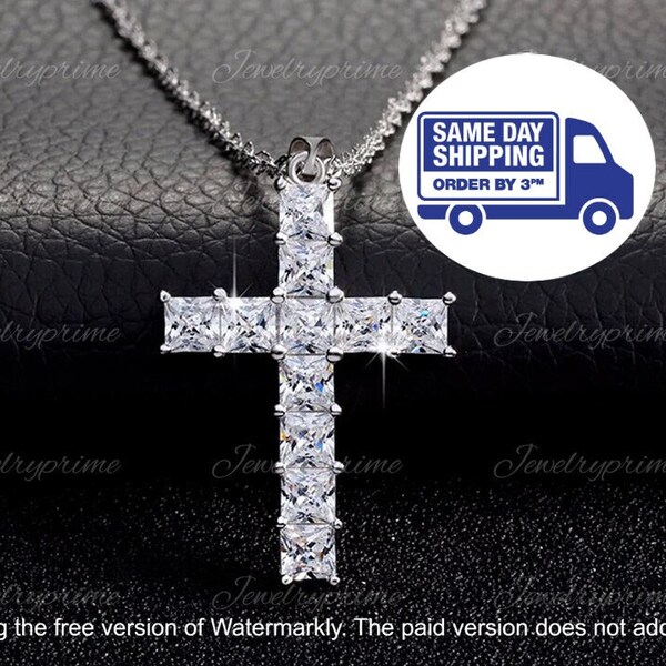 Princess Cut Diamond Cross - Etsy