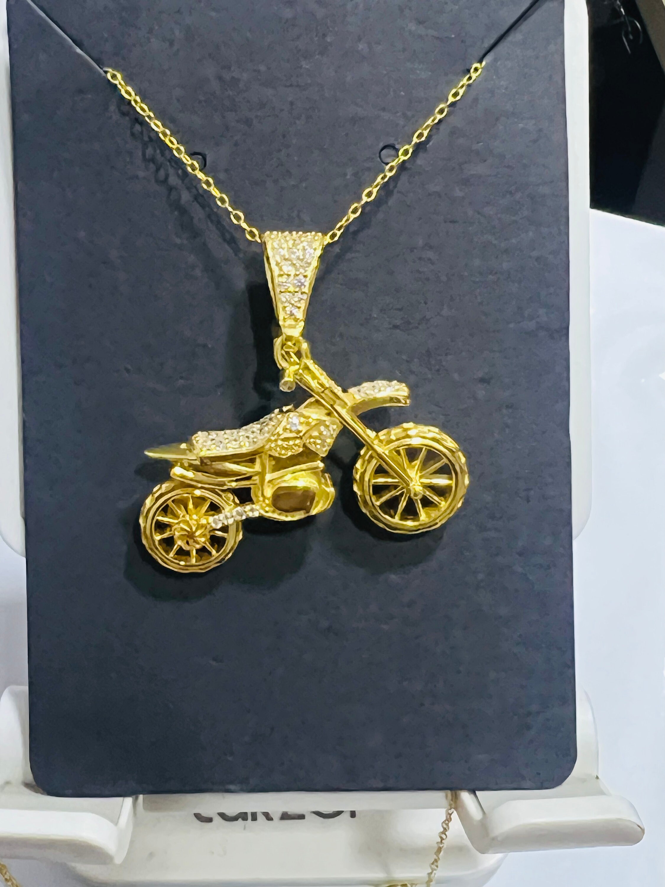 Men's 3D Dirt Bike Motorcycle Pendant, Sports Real Moissanite Diamond ...