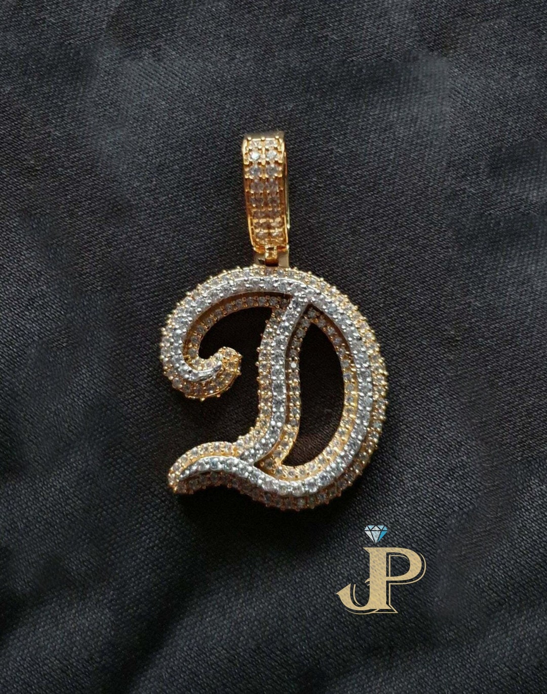 Costume 3D Men's Italian Letter "d" Pendant, Two Tone Iced Out Men's ...