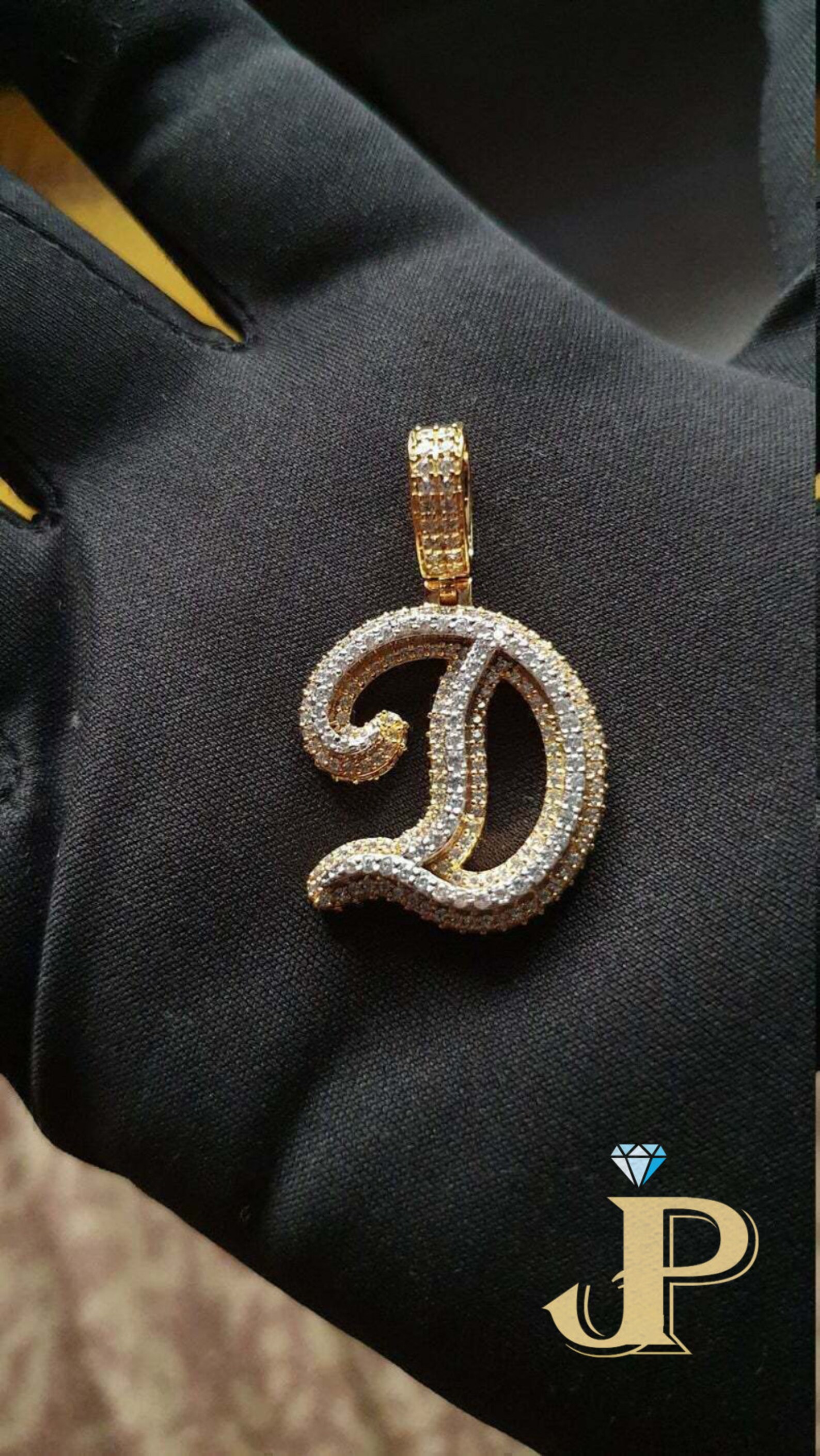 Costume 3D Men's Italian Letter "d" Pendant, Two Tone Iced Out Men's ...