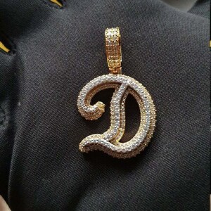 Costume 3D Men's Italian Letter "d" Pendant, Two Tone Iced Out Men's ...