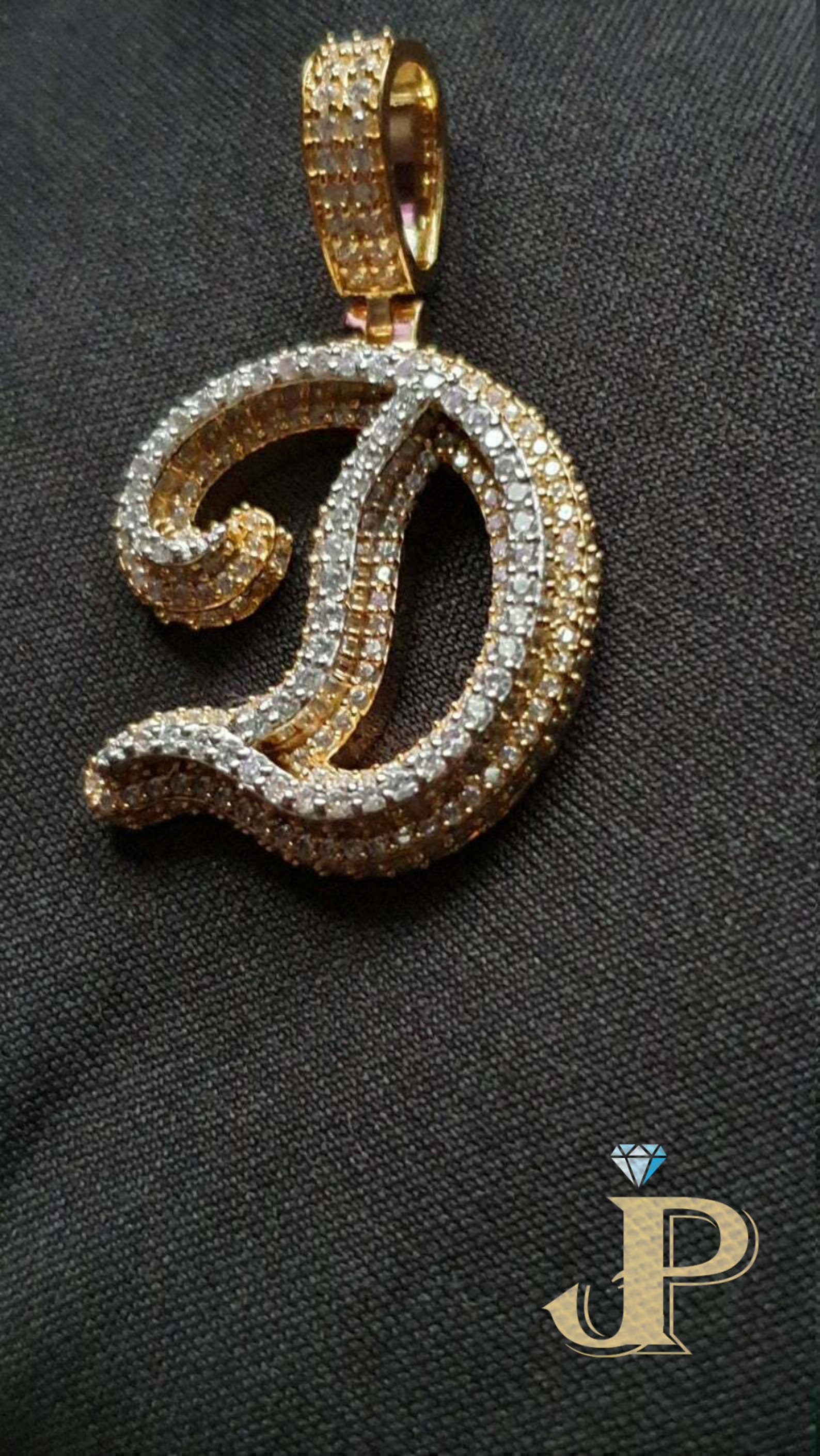 Costume 3D Men's Italian Letter "d" Pendant, Two Tone Iced Out Men's ...
