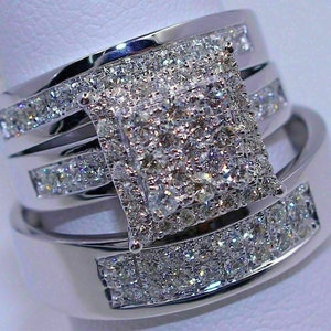 Men & Women Moissanite Couple Ring Set, His and Her Engagement Bridal ...