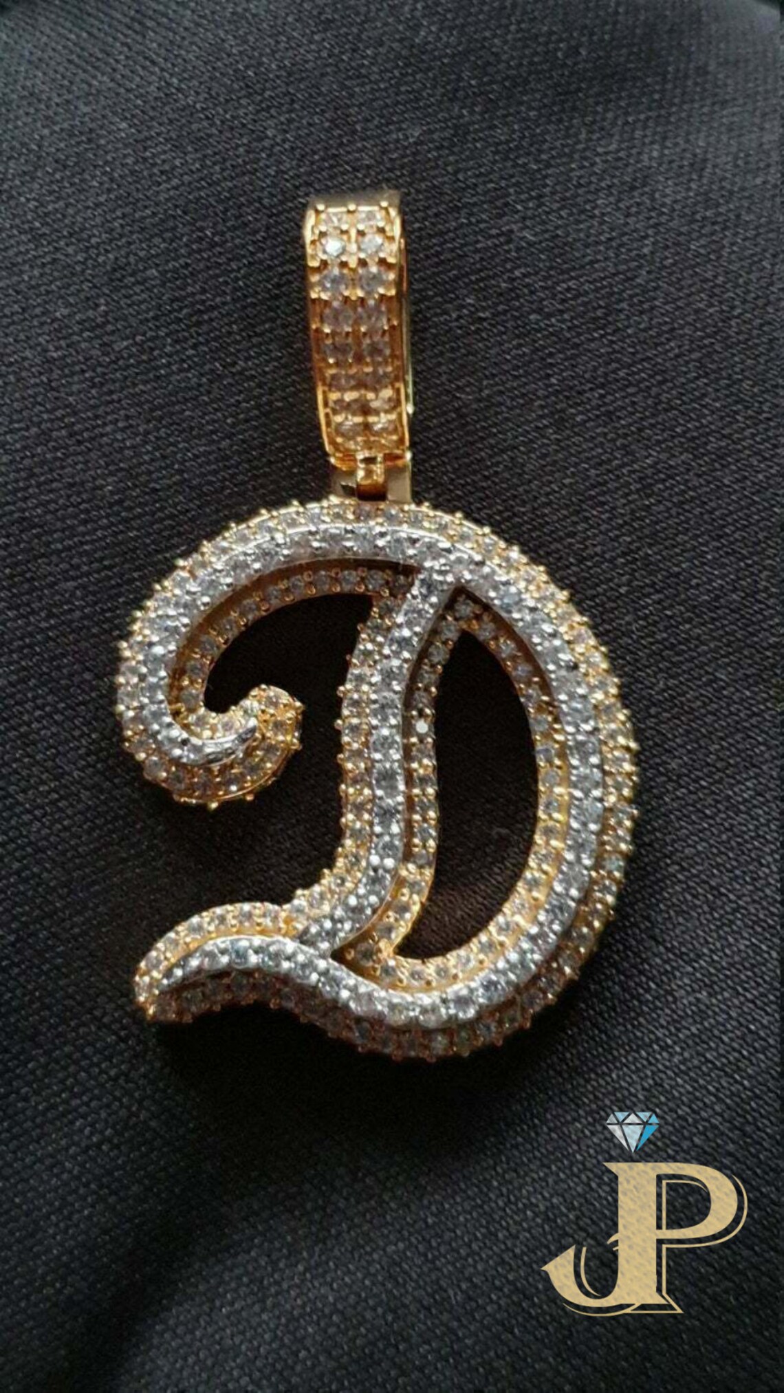 Costume 3D Men's Italian Letter "d" Pendant, Two Tone Iced Out Men's ...