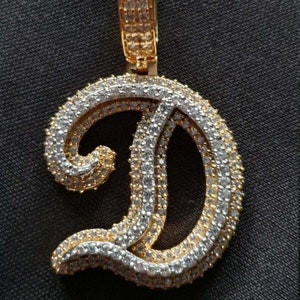 Costume 3D Men's Italian Letter "d" Pendant, Two Tone Iced Out Men's ...