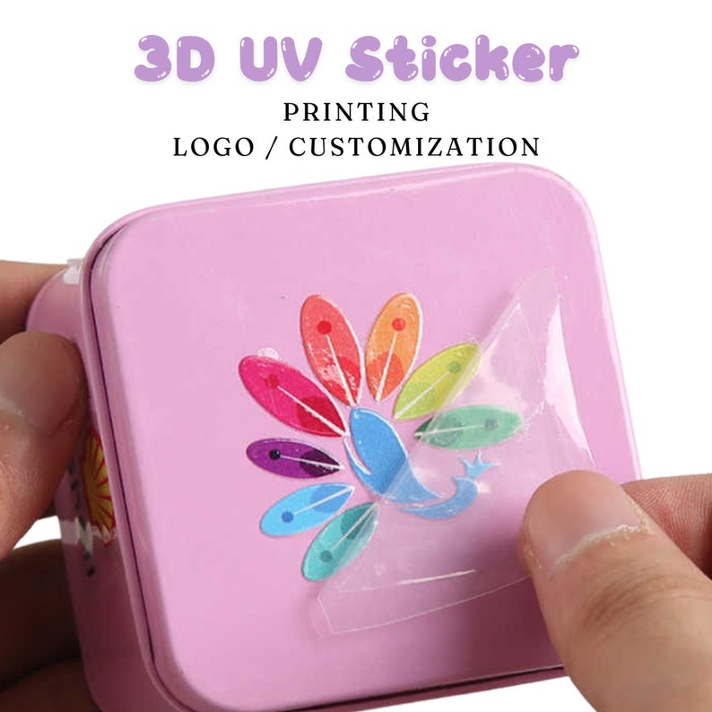 UV Stickers 3D Effect Size A4 One Piece Customize Brand LOGO Name ...
