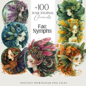 Watercolor Fairy Clipart: Fae Nymph PNG Fussy Cuts (digital Download ...