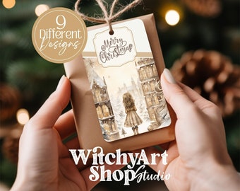 Printable Christmas Gift Tags Gold and Black With Customizable Text - Etsy