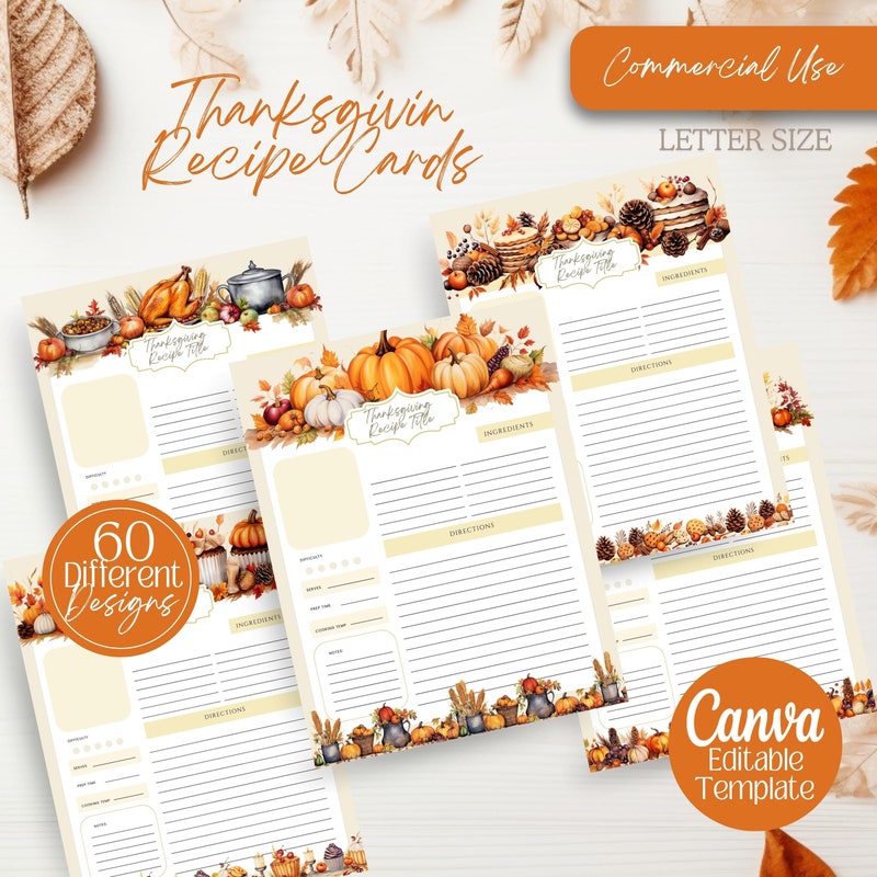 Fall Recipe Cards - Etsy