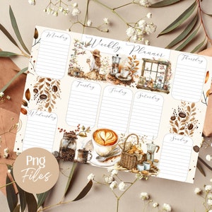 Coffee Lover 2 Weekly Printable Png Planner, Blank Writing Paper Sheet ...