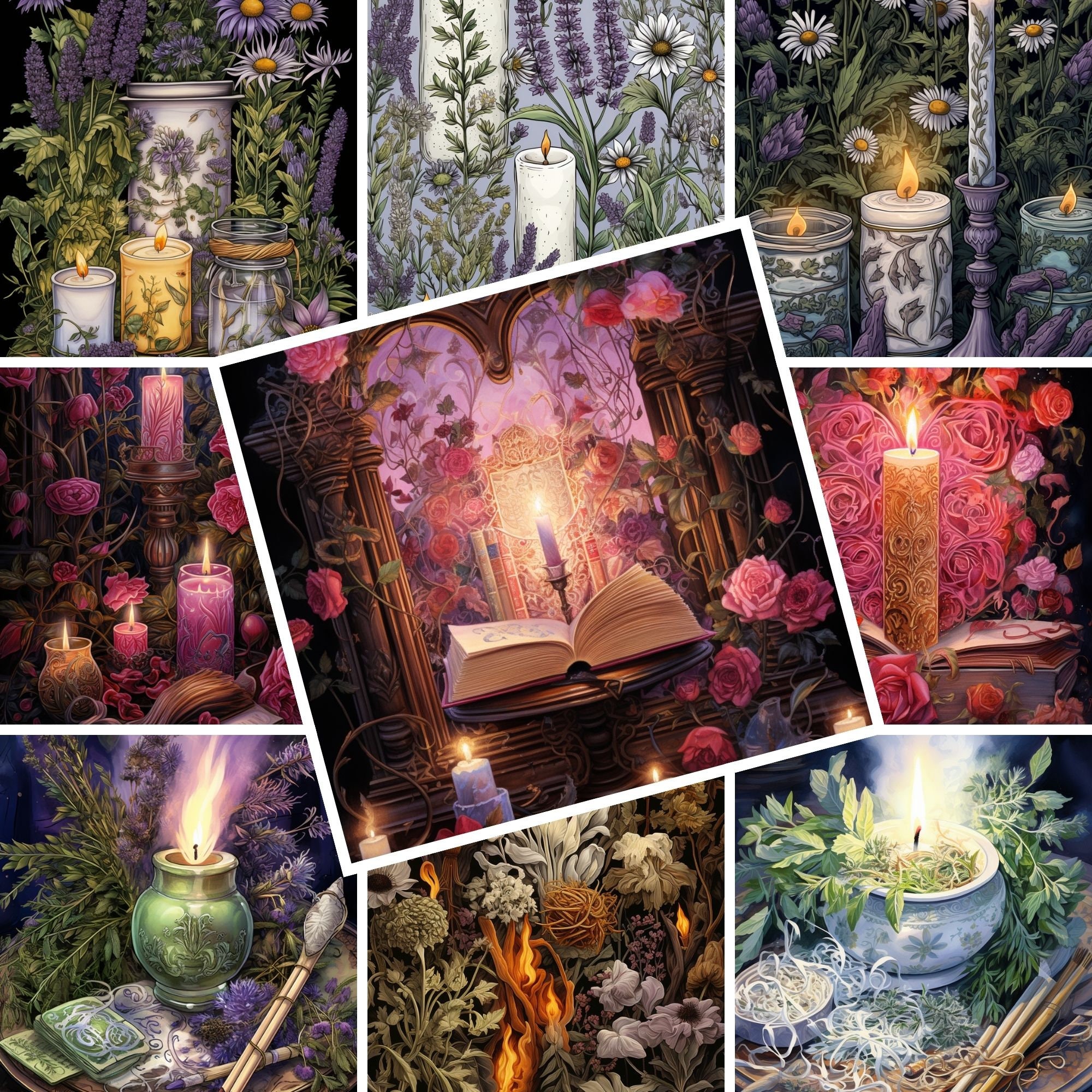 Grimoire Covers Set for Digital Grimoire Paper Illustrations, Witch ...