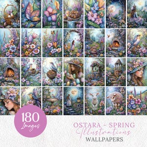 Ostara Wallpaper Png Illustration Wiccan Cover Witch Grimoire Spring ...