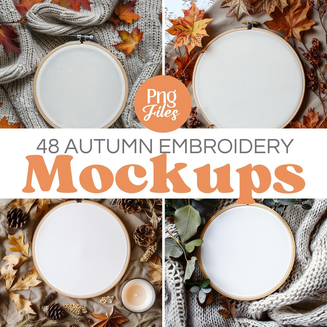 Cozy Autumn Embroidery Fall Flat Lay Mockup Set | 48 PNG Shop ...
