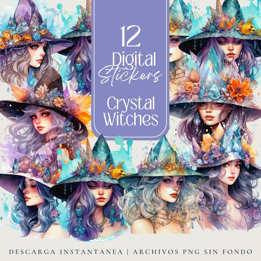 Crystal Witch Clipart Witchy Planner Stickers Wallpaper for - Etsy