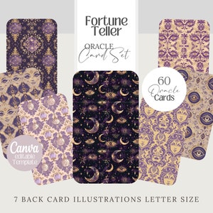 Fortune Teller Oracle Cards, Printable Deck, Editable Canva Template ...