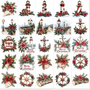 Nautical Christmas Clipart PNG Xmas Sailing Sticker Boat Xmas Clip Art ...