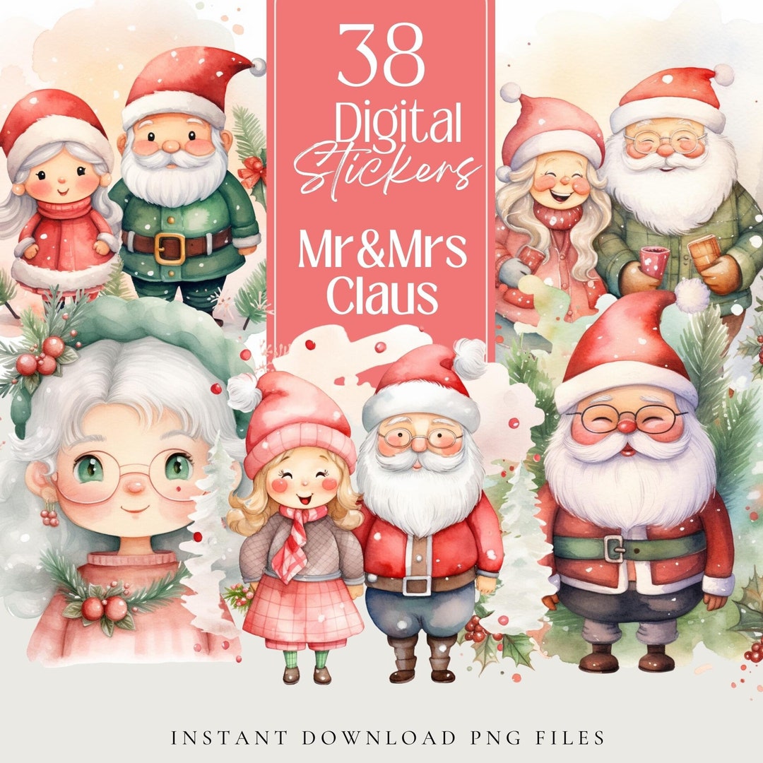 Cute Santa Christmas Png Clipart Stickers Wallpaper for - Etsy