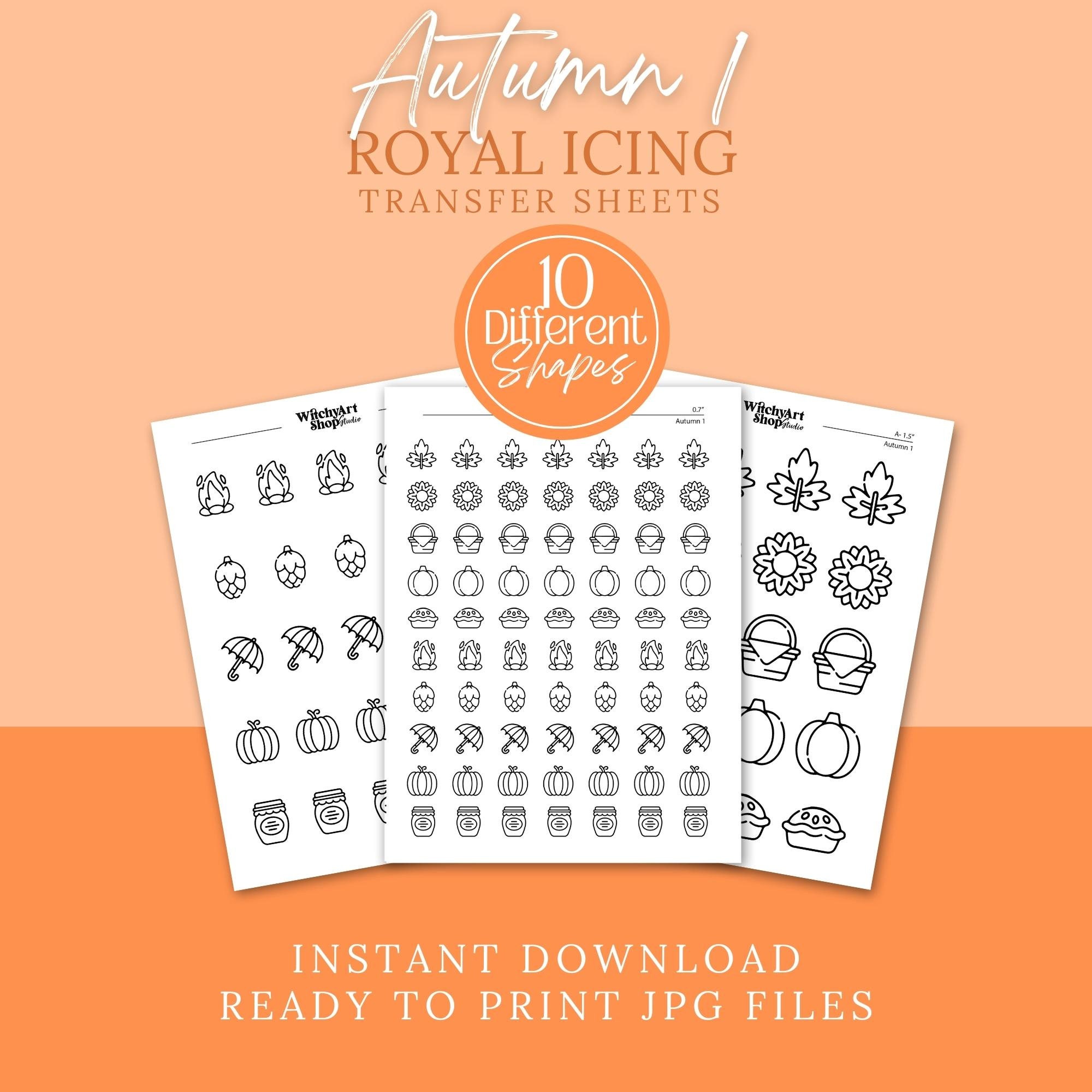 Autumn Royal Icing Falltransfer Sheets Printable Cookie Transfer Fall ...