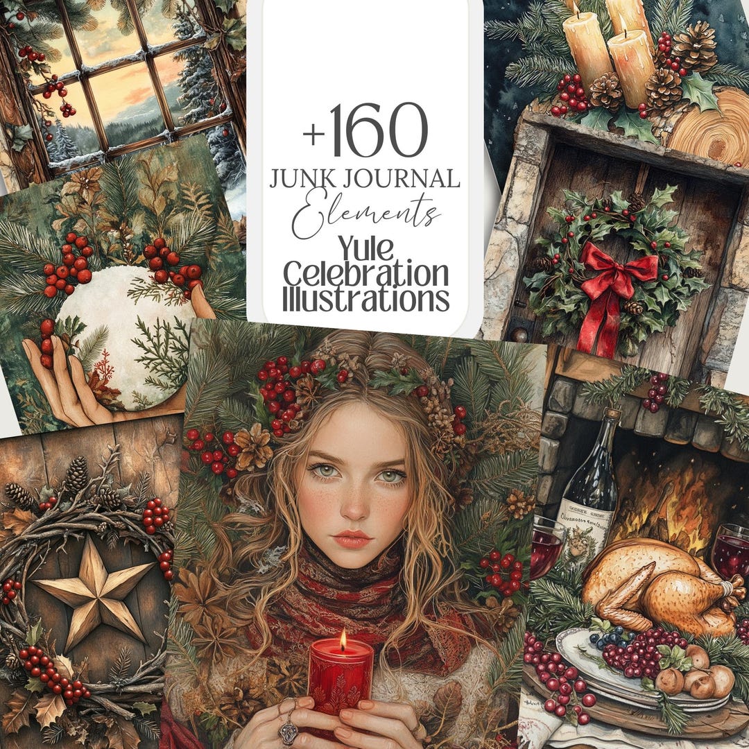 Yule Winter PNG Illustrations Wicca Witchy BOOK COVER Design Witchy ...