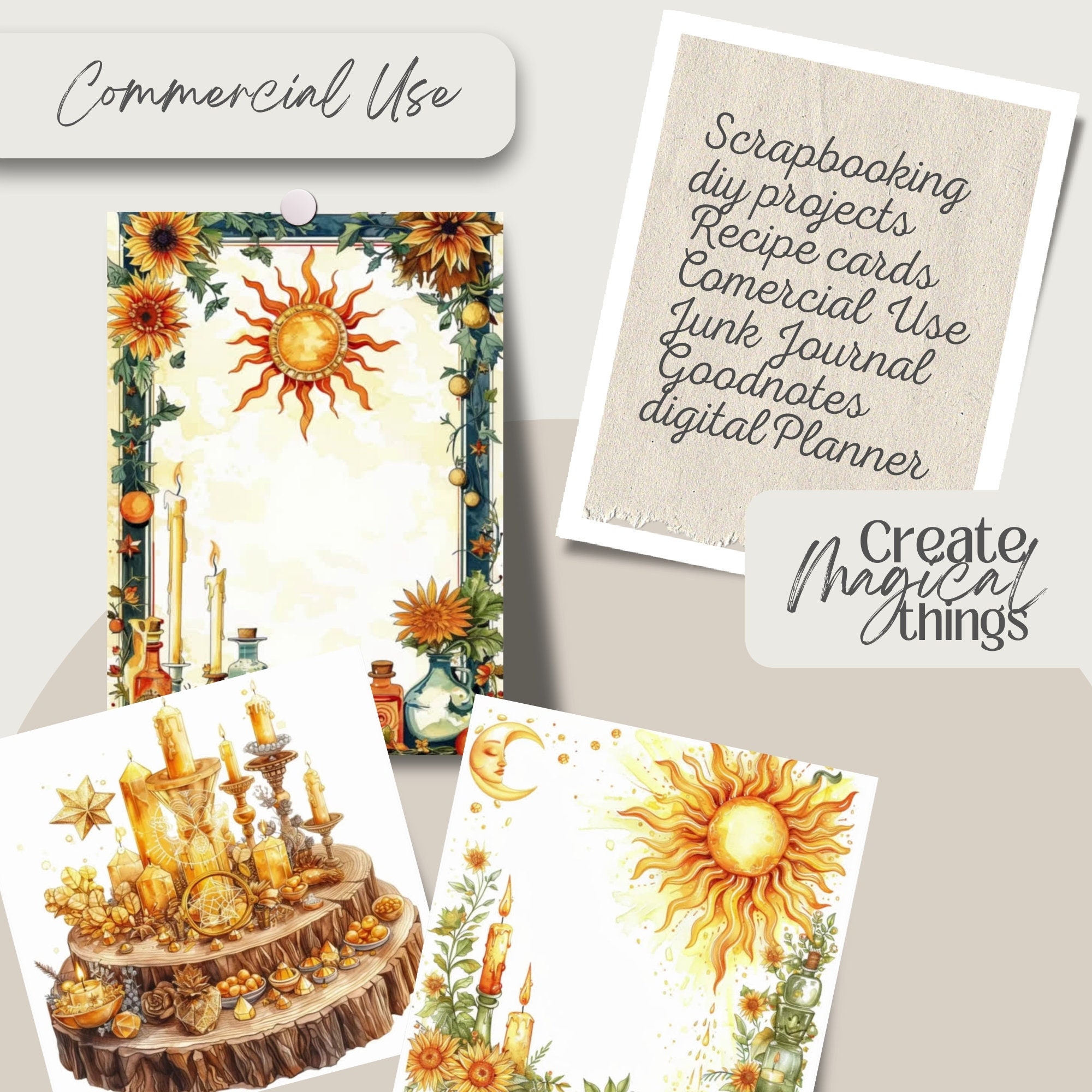 Solar Summer Witch Clipart Planner Witchy Stickers Wallpaper for ...