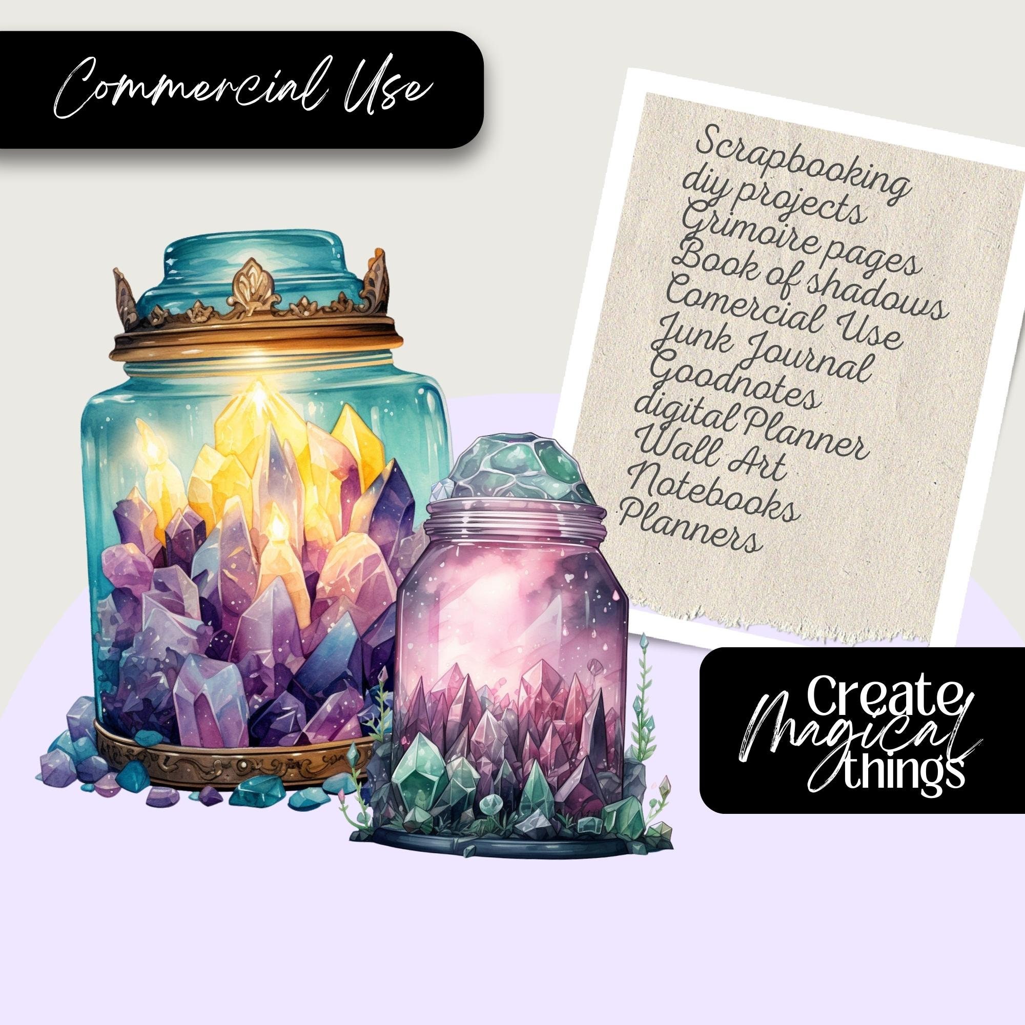 Crystal Jars Witch Clipart Witchy Planner Stickers Wallpaper for ...